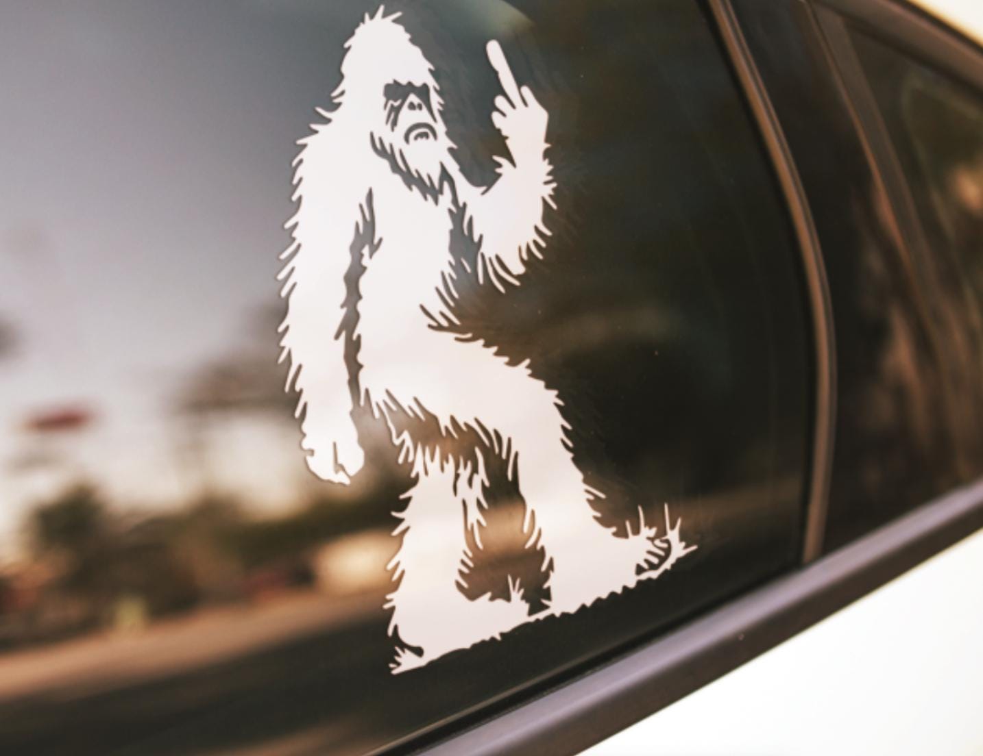 Bigfoot Middle Finger Silhouette Car Decal – Funny Sasquatch Sticker ...