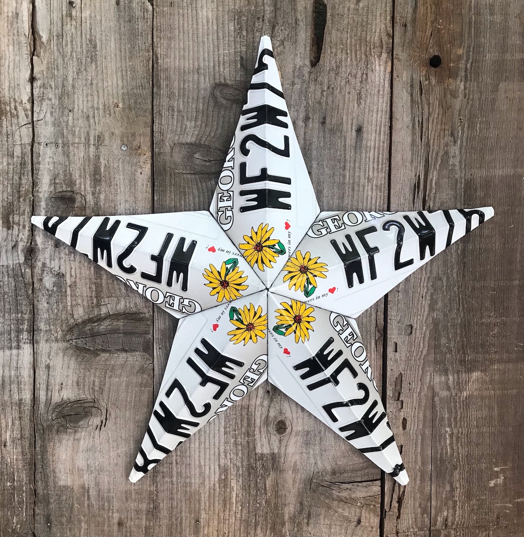 Georgia License Plate Barn Star (wild Flower) - Etsy