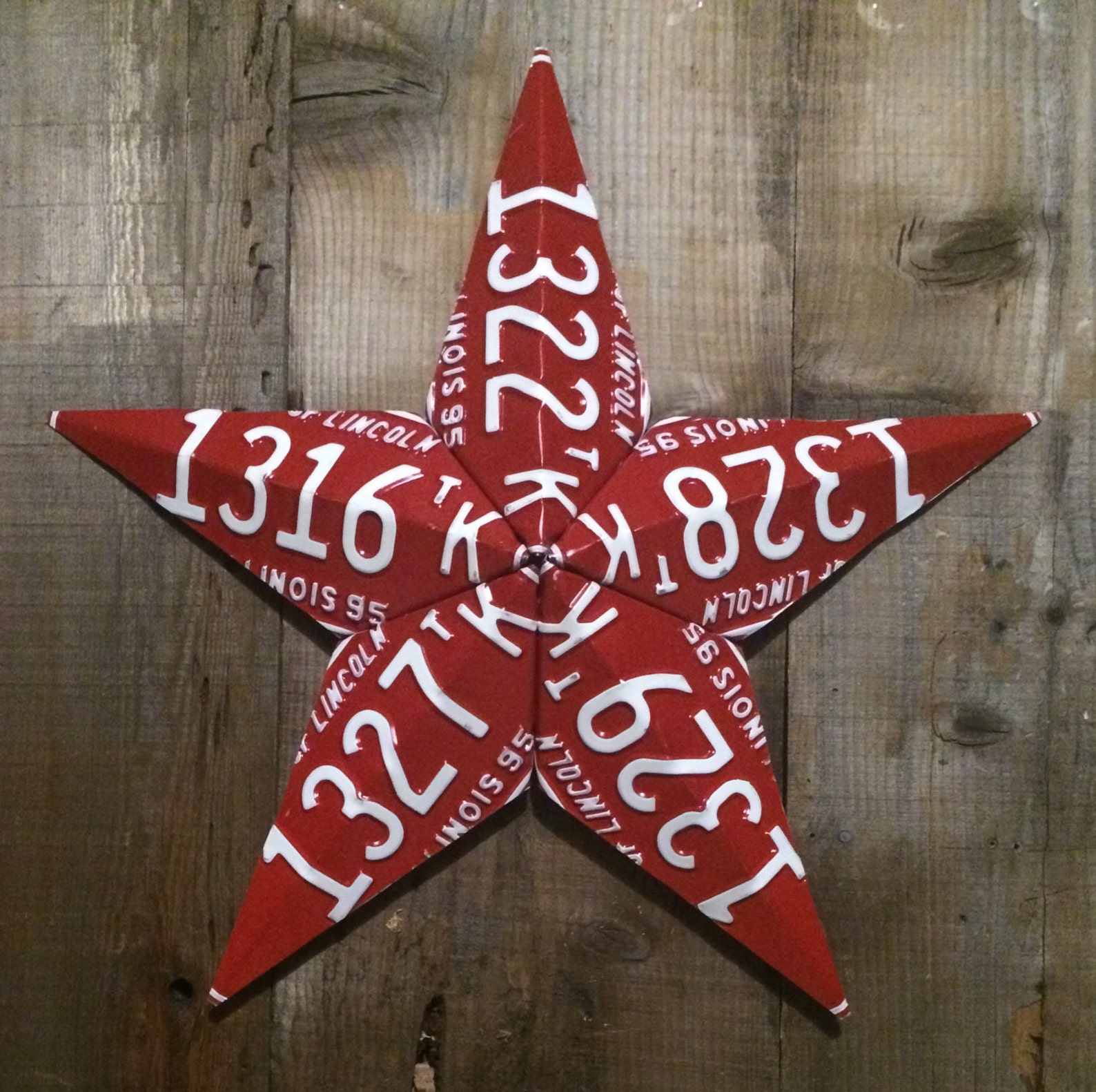 Illinois License Plate Barn Star (bright Red) - Etsy
