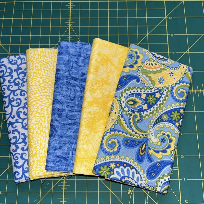 Blue Yellow Fabric - Etsy