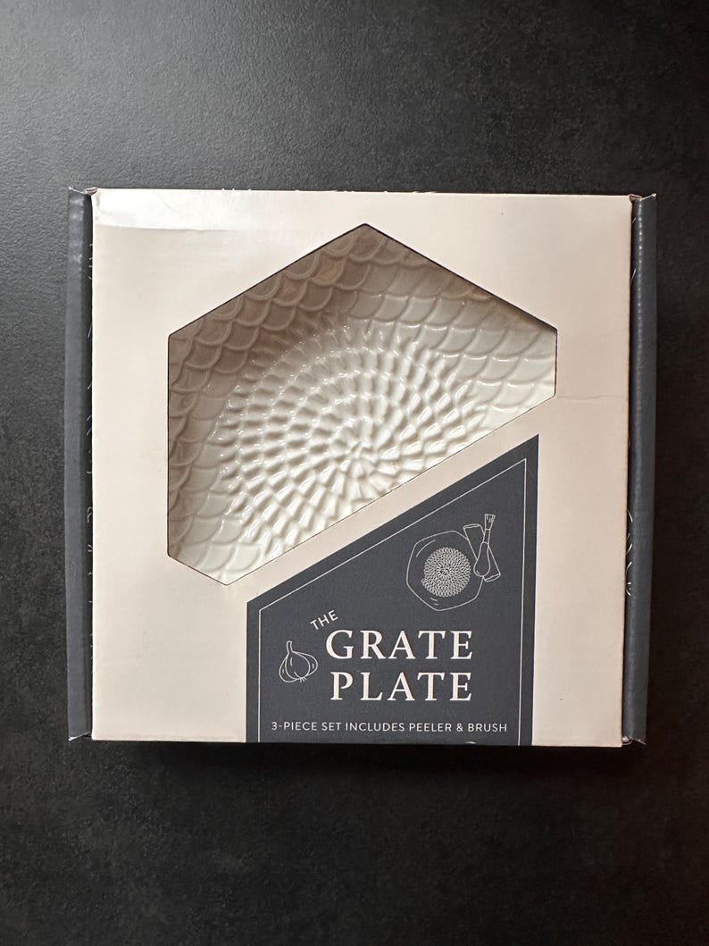 Ceramic Grater Plate Set – Garlic Peeler and Gathering Brush - Tortoise ...
