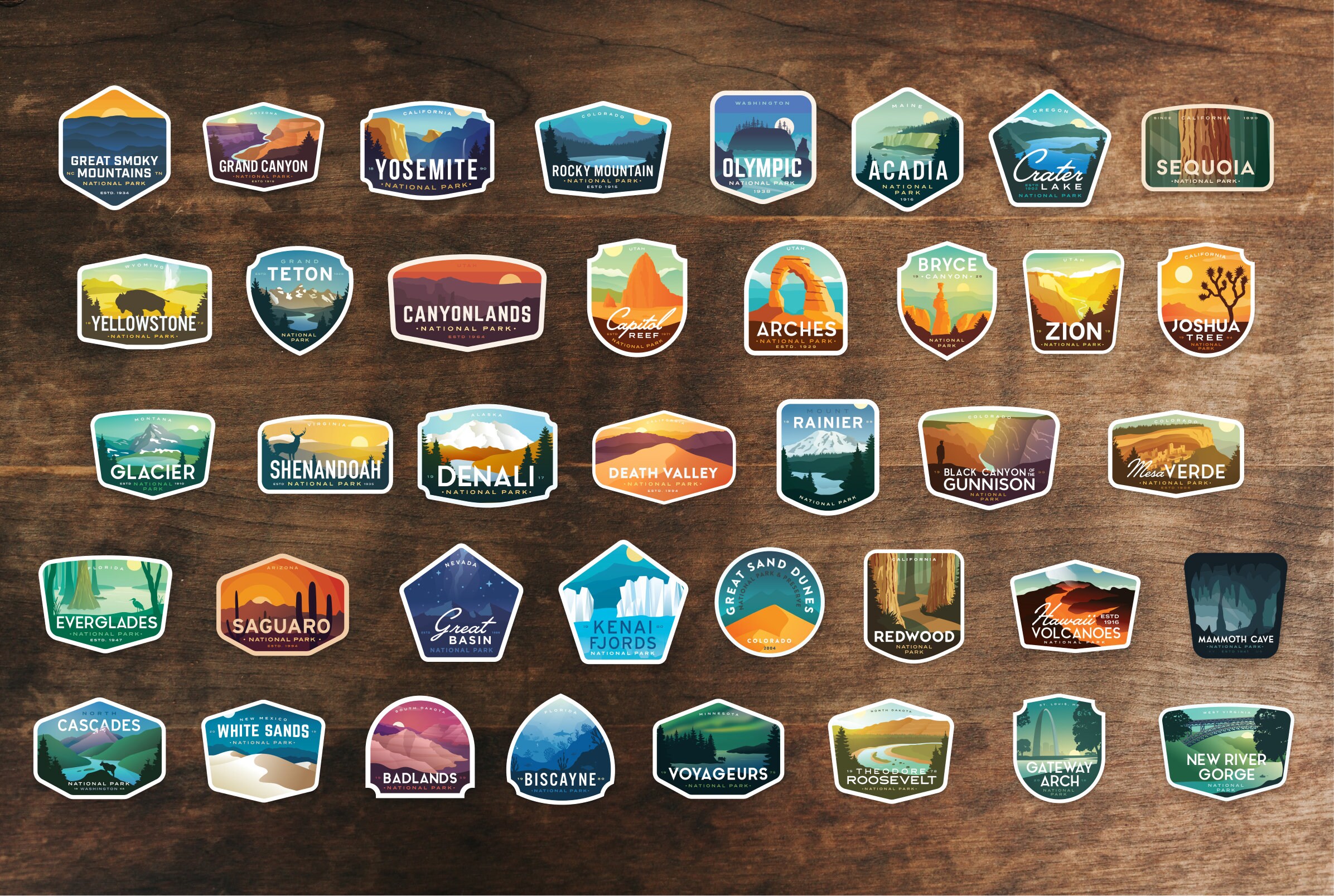 5 Pack of National Park Stickers Mix & Match - Etsy