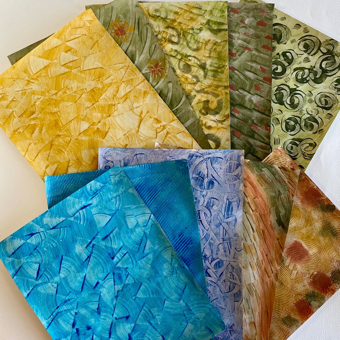 Pack 10 Hand Painted and Decorated Sheets, Mixed Media for Art Journal ...