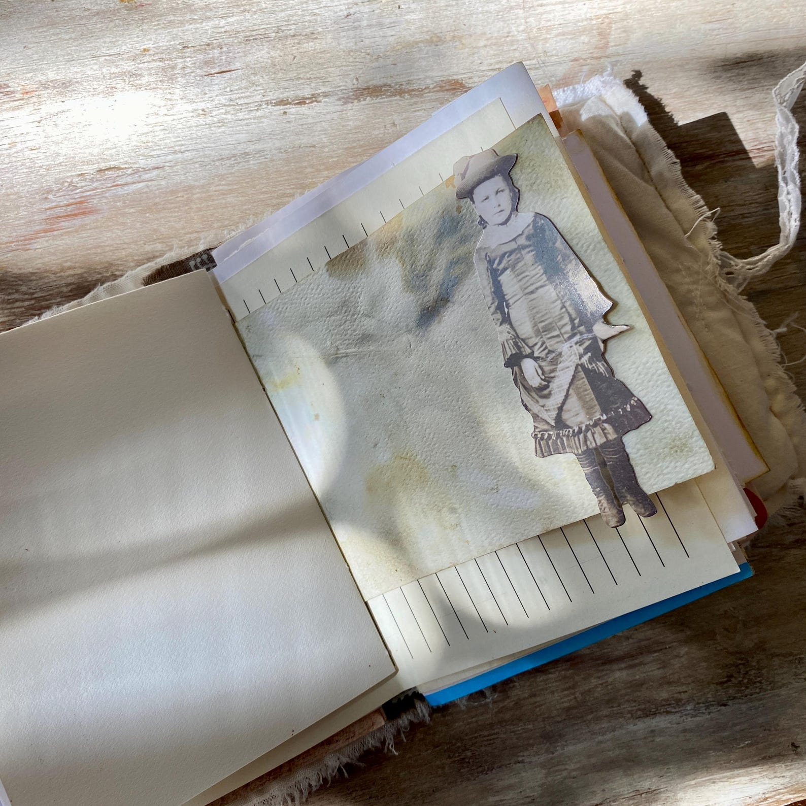 Textile Art Junk Journal. Chunky White Fabric and Lace Book. Handmade ...