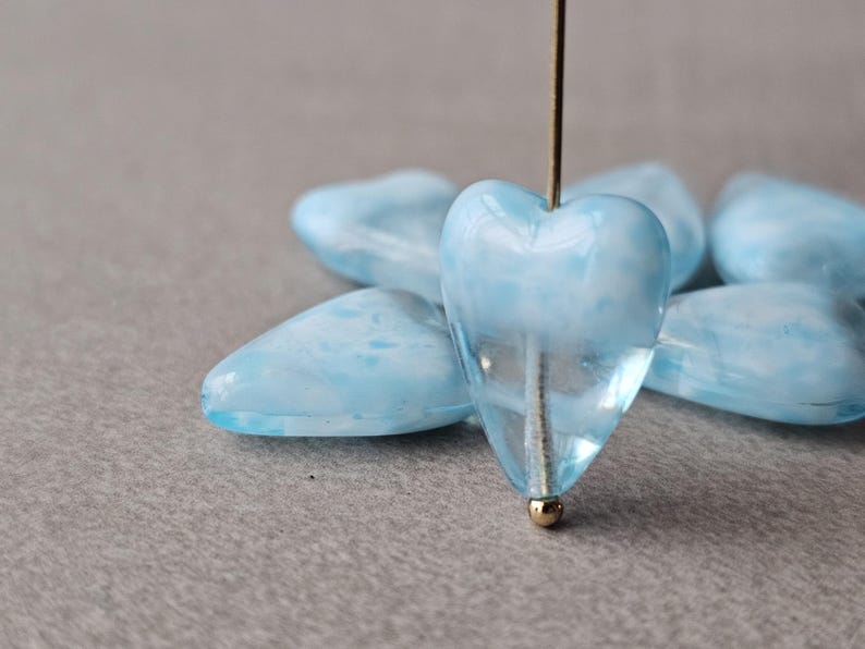 Milky Light Blue Heart Beads 16x13mm - Etsy