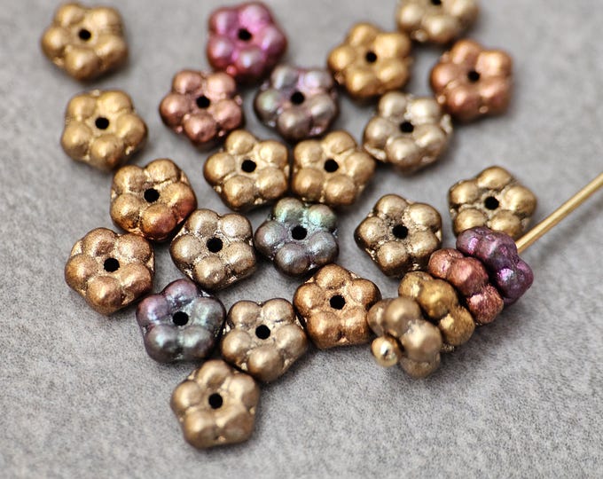 Forget Me Not Czech Glass Spacer Beads Daisy Flowers Buttercup Flower ...