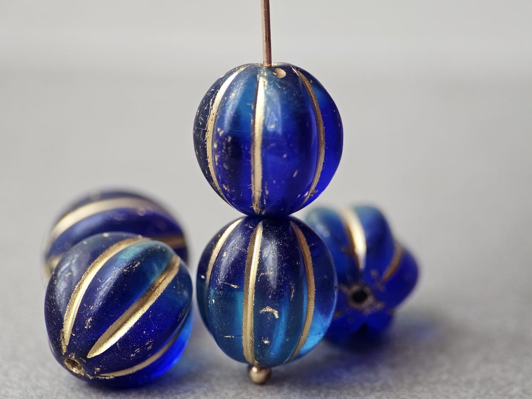 Sapphire Sky Blue Melon Czech Glass Beads 12mm 6 Beads LARGE - Etsy