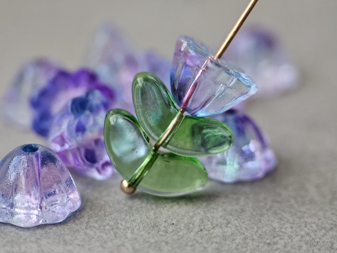 Lotus Seed Pods Violet Blue Ombre Glass Flower Floral Waterlily 10x8mm ...