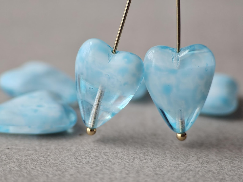 Milky Light Blue Heart Beads 16x13mm - Etsy