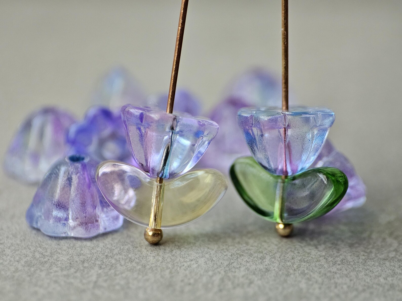 Lotus Seed Pods Violet Blue Ombre Glass Flower Floral Waterlily 10x8mm ...