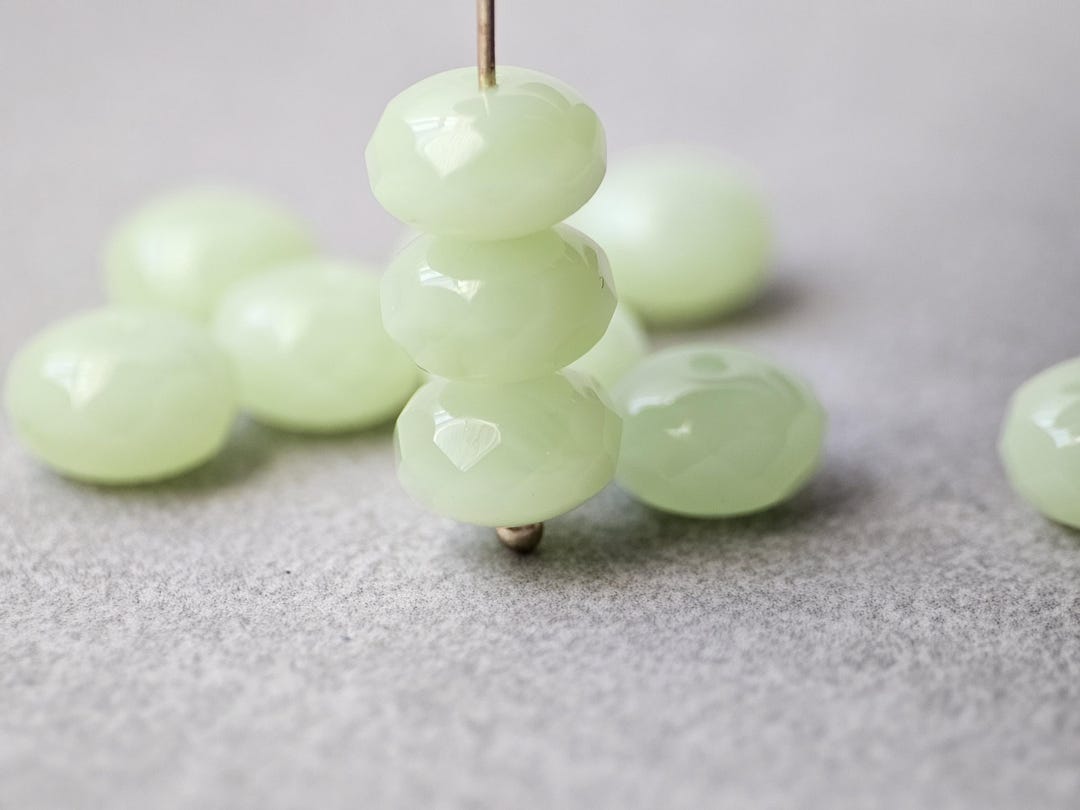 Light Mint Green Opal Czech Glass Rondelle Beads 6x9mm 15 Beads - Etsy