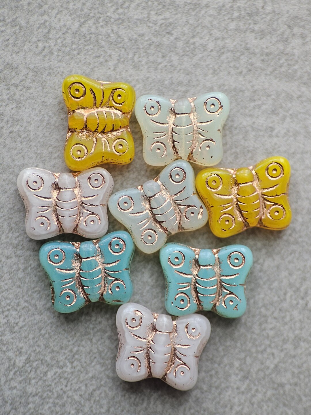 Czech Glass Butterfly Beads Moth Beads Butterflies 10x14mm 6 Beads for ...