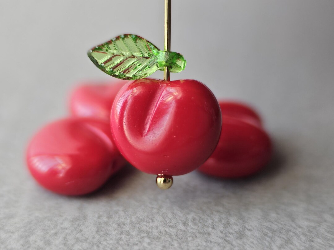 Candy Red Apple Beads Czech Glass Beads Fruit Beads - Etsy