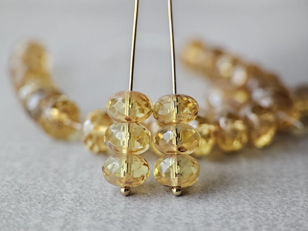 Light Yellow Topaz Czech Glass Beads Picasso Beads Fire Polished Beads ...