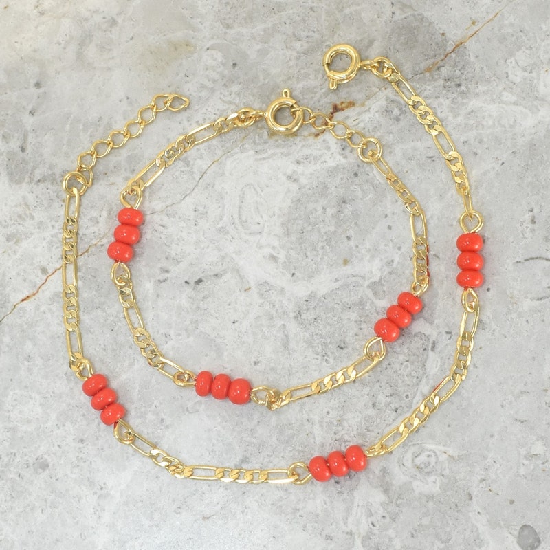 Red Beaded Bracelet - Etsy