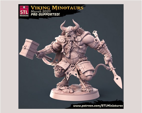 Toys & Games Miniature Toys Painted Minotaur 28mm miniature for RPG or ...