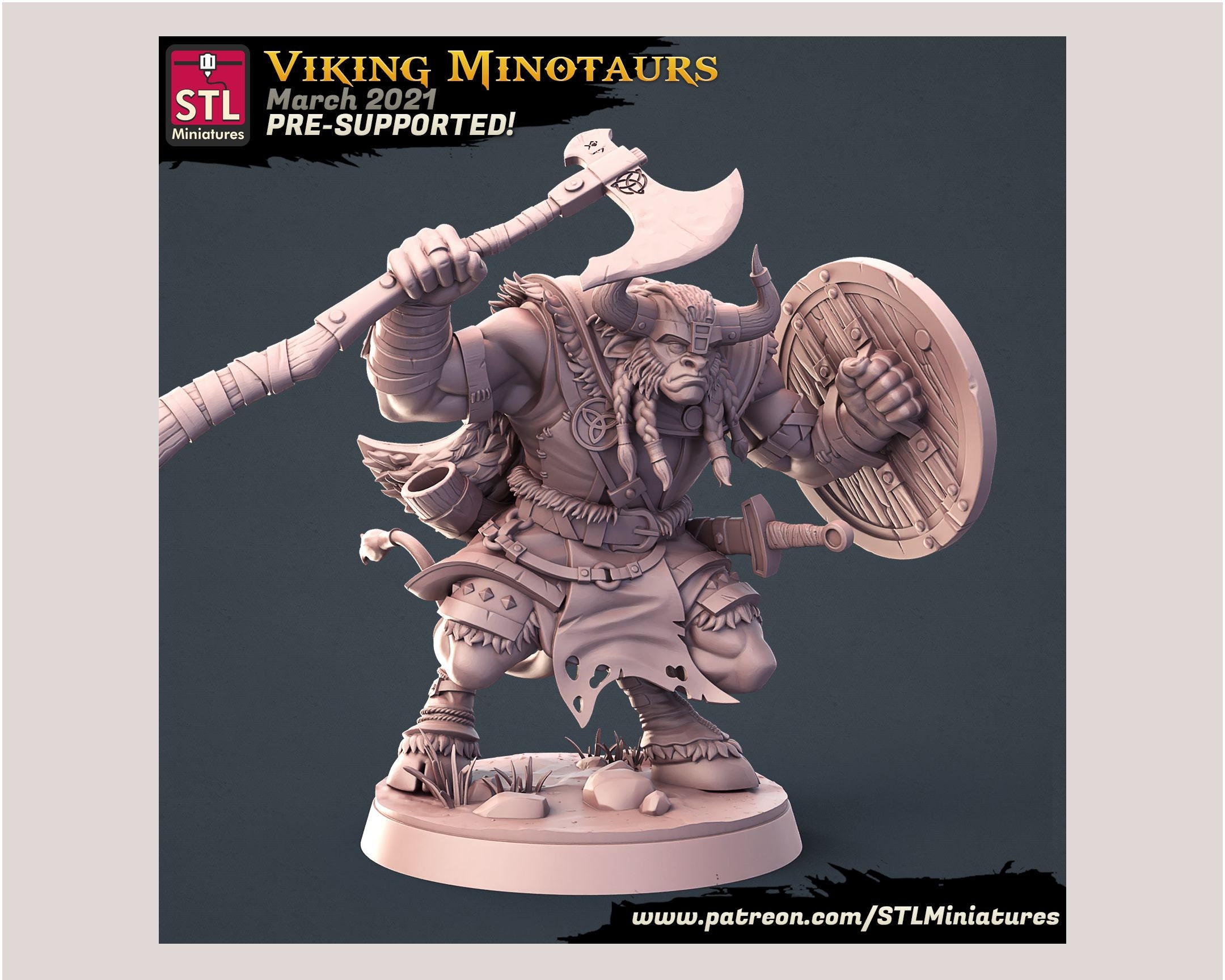Toys & Games Miniature Toys Painted Minotaur 28mm miniature for RPG or ...
