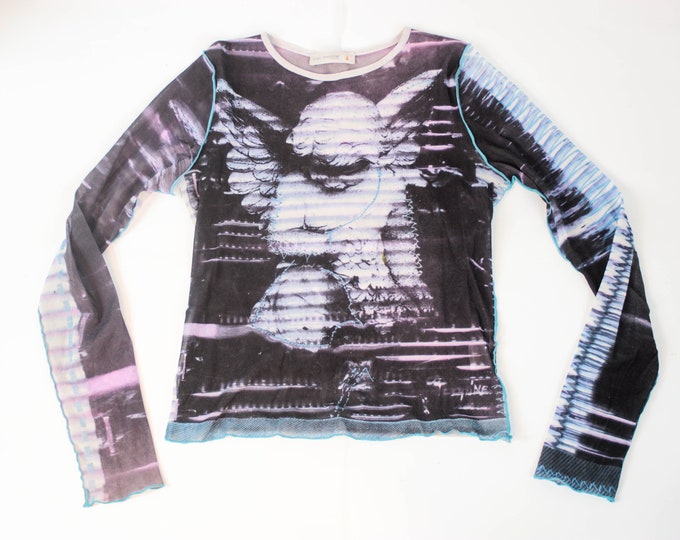 90s Angel Mesh Top Cop Copine Art Print Tulle Top Gaultier Style Top ...