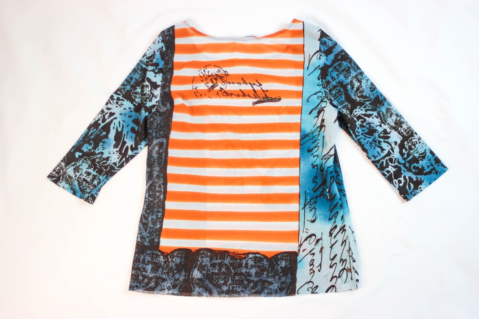 Y2k sheer mesh top abstract print mermaid marine collage print | Etsy