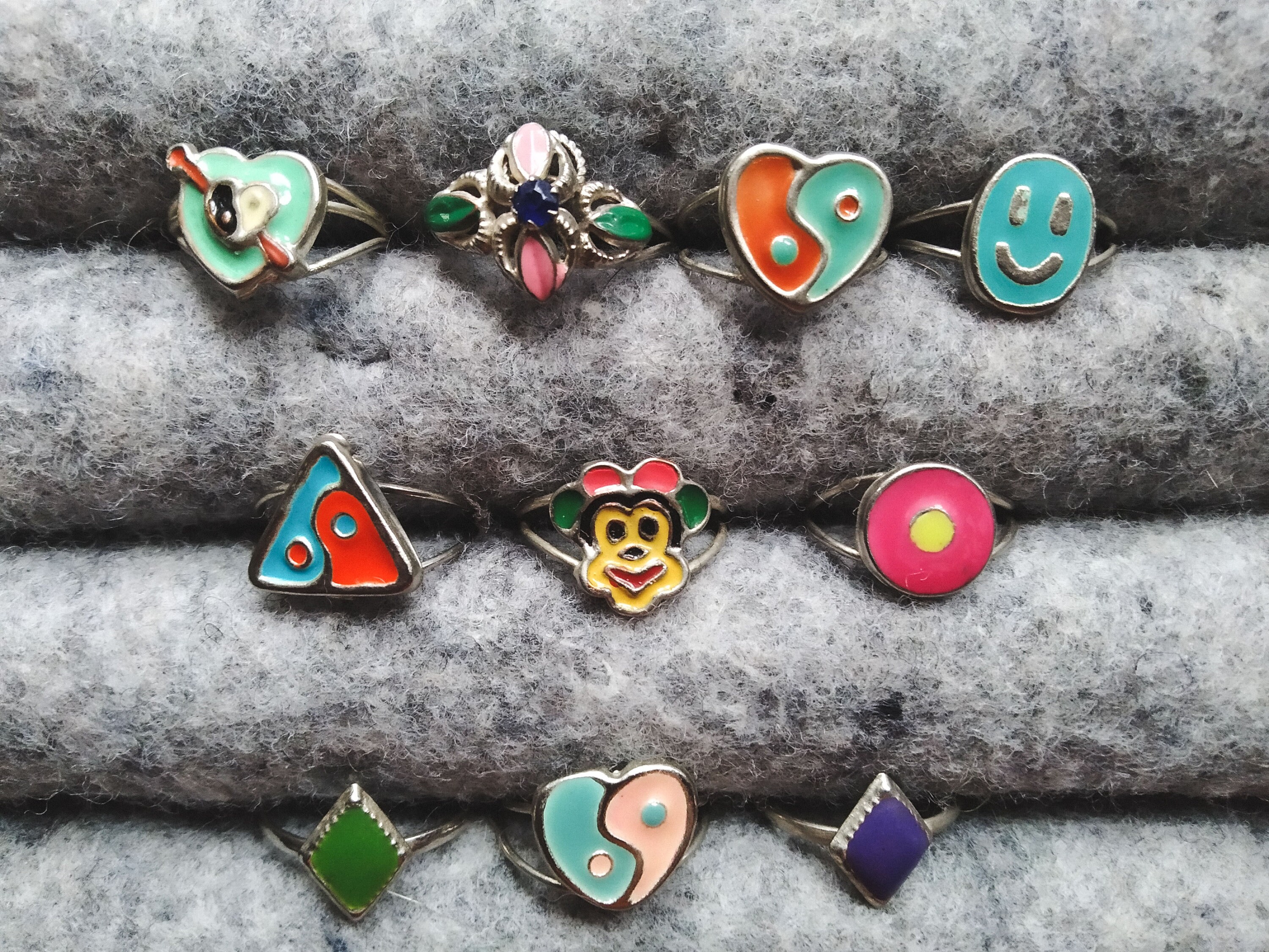 Y2k Enamel Rings Set of 10 Kids Rings Smiley Ring Enamel | Etsy