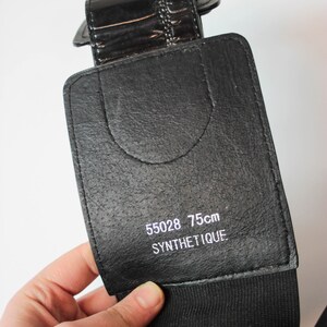 80s Patent Elastic Belt Synthetic Faux Leather Black PU Leather Belt ...