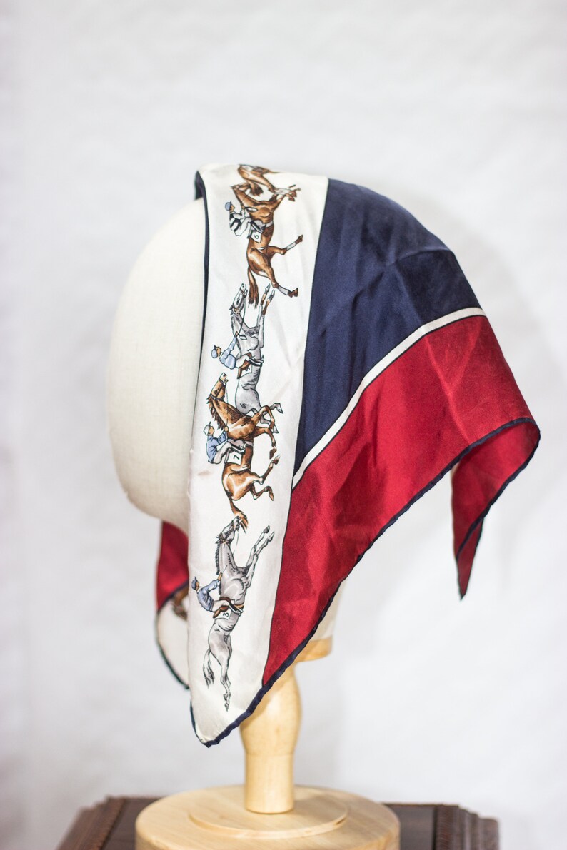 1990s Silk Scarf Racing Horse Art Print Graphic Bold Print - Etsy