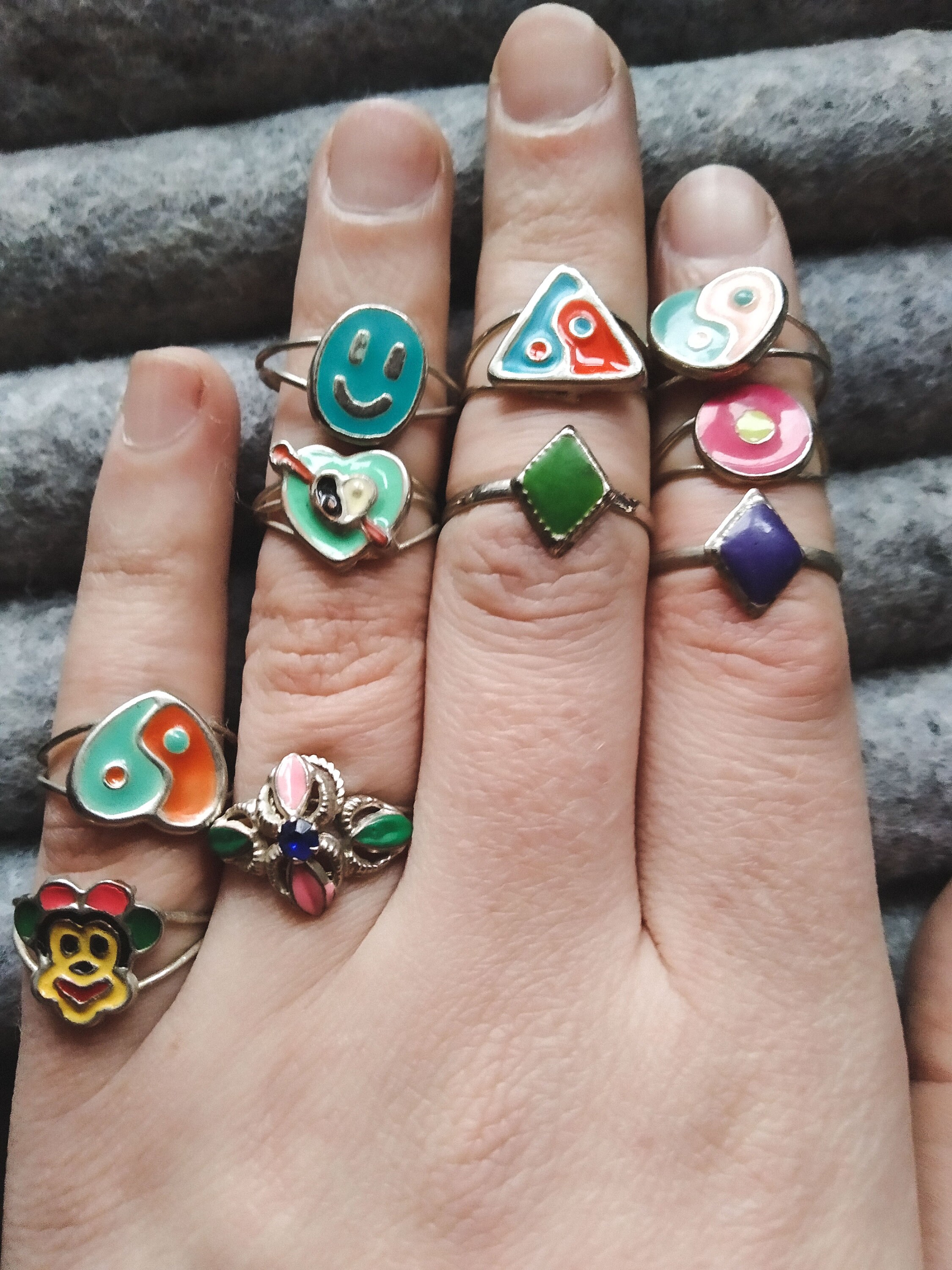 Y2k Enamel Rings Set of 10 Kids Rings Smiley Ring Enamel - Etsy UK