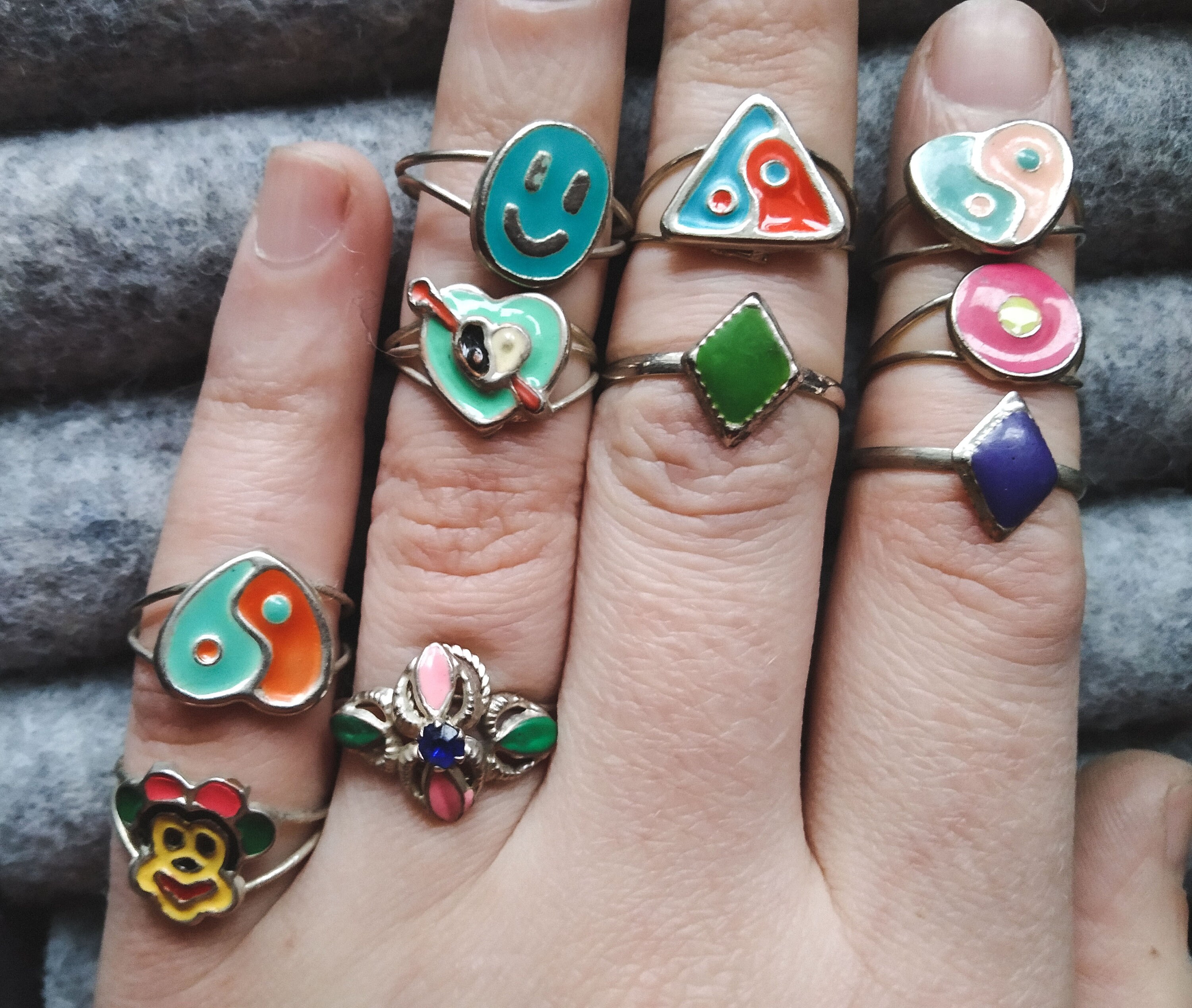 Y2k Enamel Rings Set of 10 Kids Rings Smiley Ring Enamel - Etsy UK