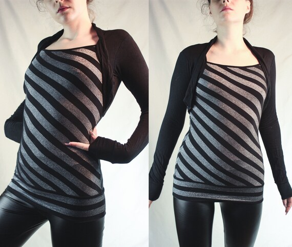 Y2k aesthetic grunge fairycore top black gray striped… - Gem