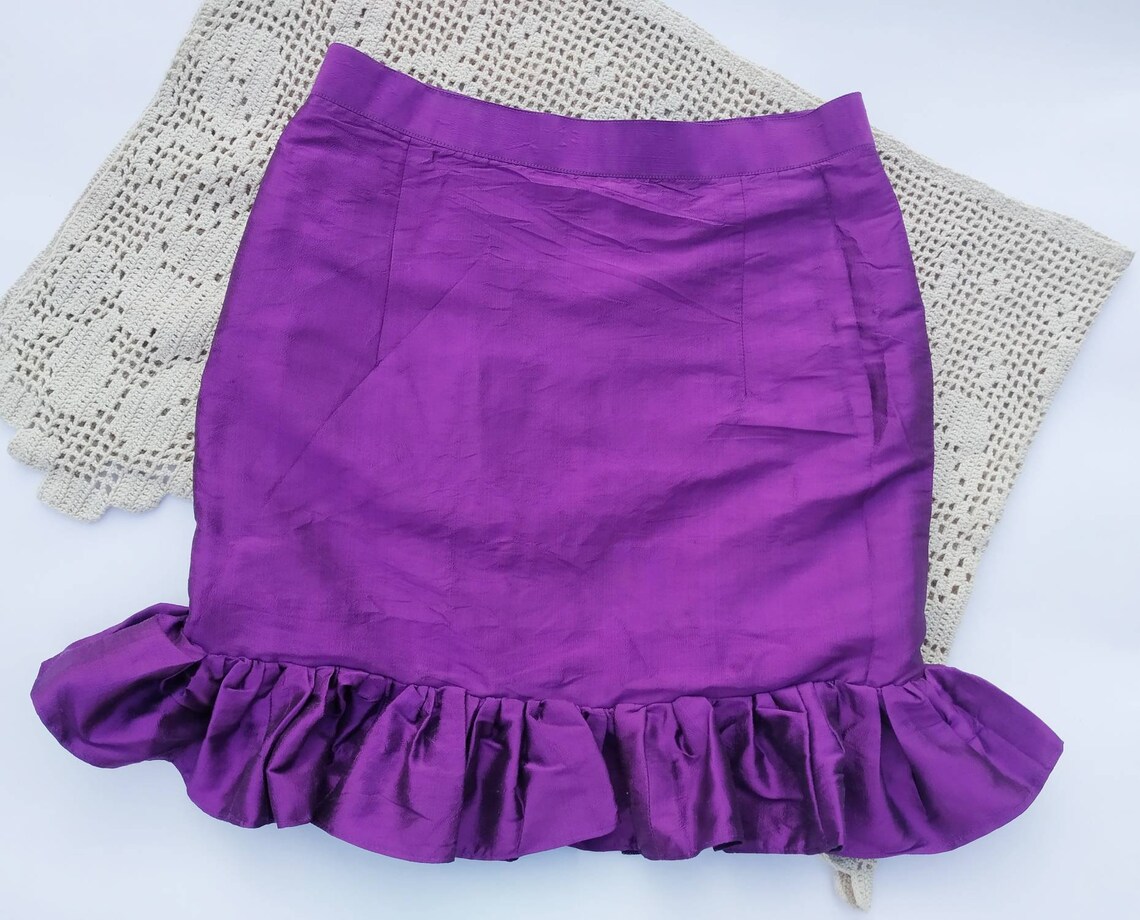 Upcycled Vintage Ruffle Mini Skirt Mermaid Pencil Skirt Purple - Etsy