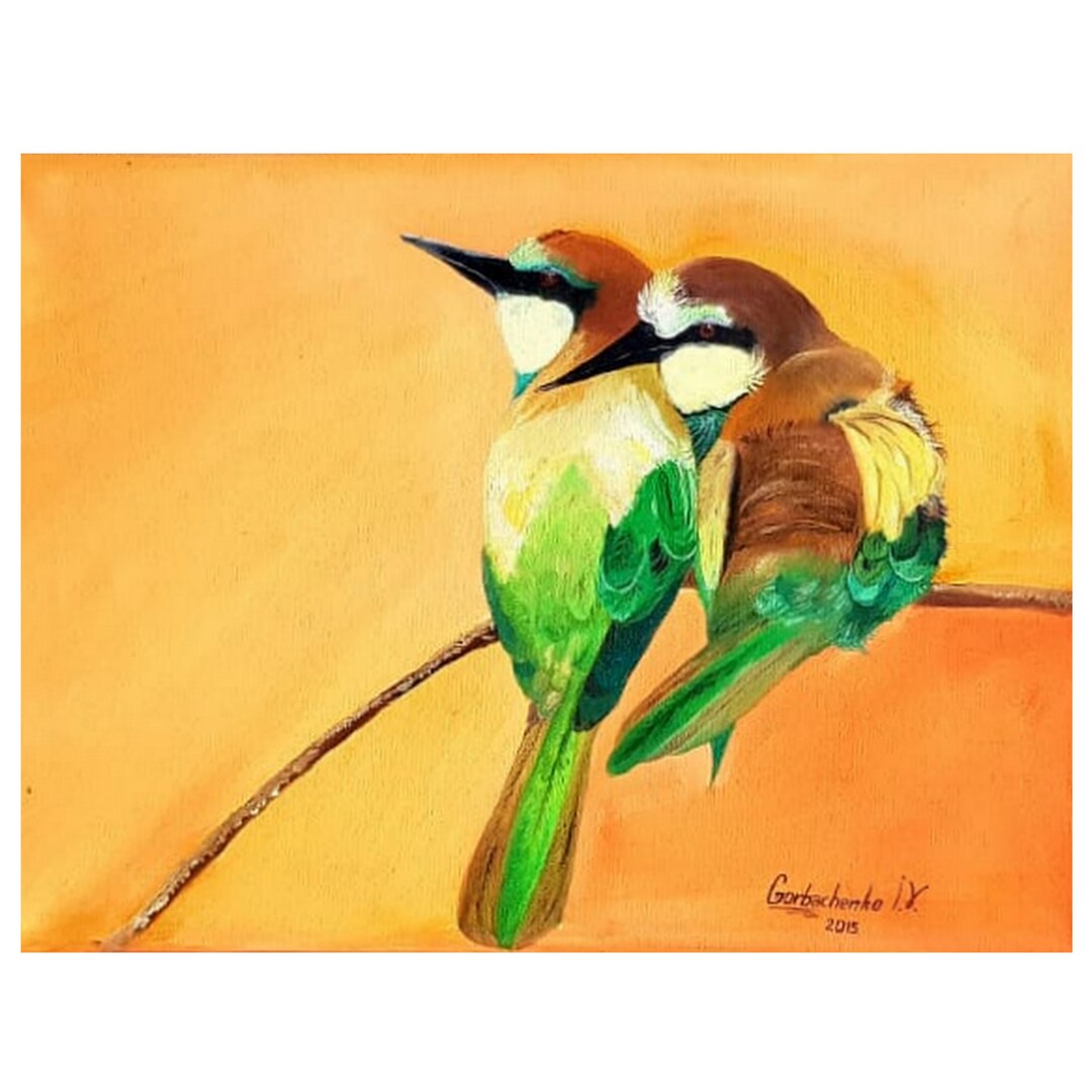 Original Oil Painting Bee-eater Artwork for Gift Idea Oil Painting Bird ...