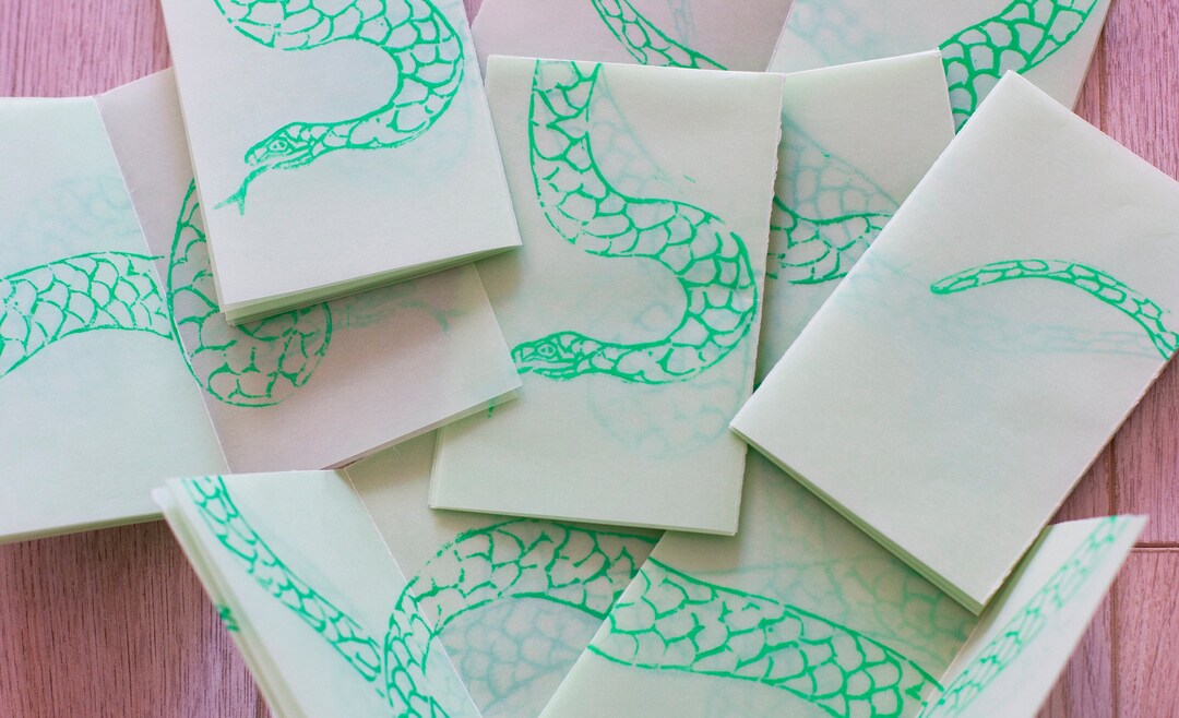 Vellum Linocut Snake Mini Zine - Etsy