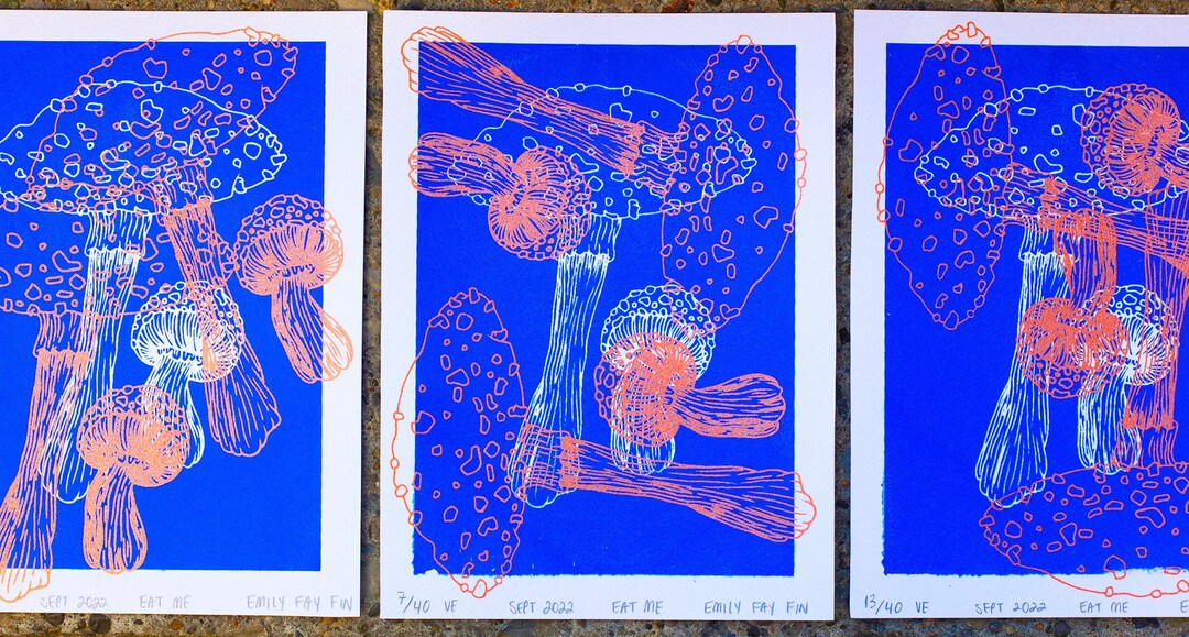 Mushroom Screenprint - Etsy