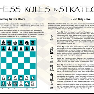 Chess Set Rules & Piece Move Strategy Cheat Sheet Laminated - Etsy