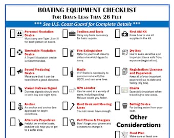Laminated Boating Safety Education Equipment Checklist & Boat Knot How ...