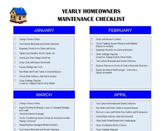 Home Maintenance Checklist Monthly - Etsy
