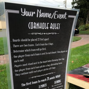 Custom Cornhole Sign Rules, Corn Hole Yard Game Sign, Outdoor Party ...