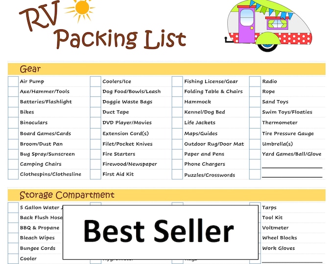 Ultimate RV Packing List Checklist - Digital Download Printable - Never ...