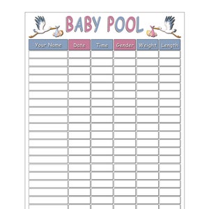 Erasable Baby Birth Pool Guess Game Pregnancy Due Date Baby Shower ...