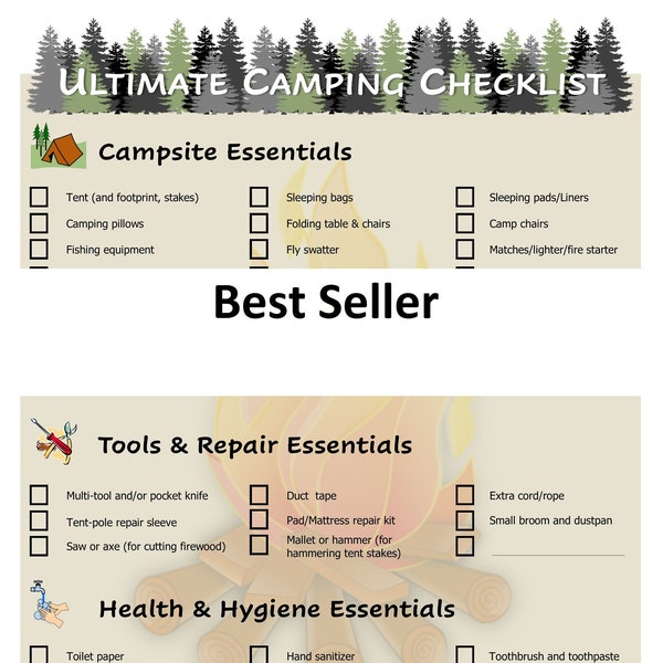 Camping Checklist Tent Camping Checklist Camp List - Etsy Canada