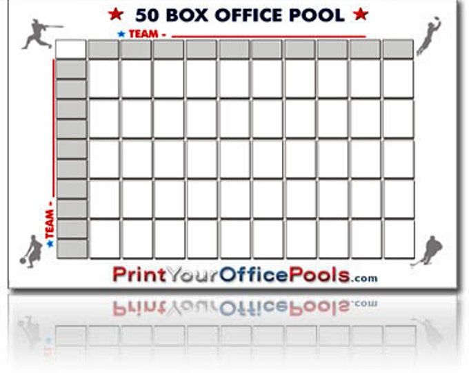 Reusable 50 Super Bowl Squares Box Block Pool Chart 22 X 34 - Great for ...