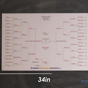 22 X 34 Erasable Tournament Bracket 32 Player/team Double Elimination ...