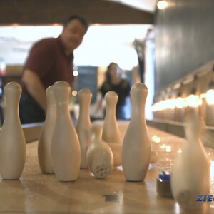 Table Shuffleboard Bowling Pinsetter, 10 Pins, Erasable Scoresheet (8.5 ...