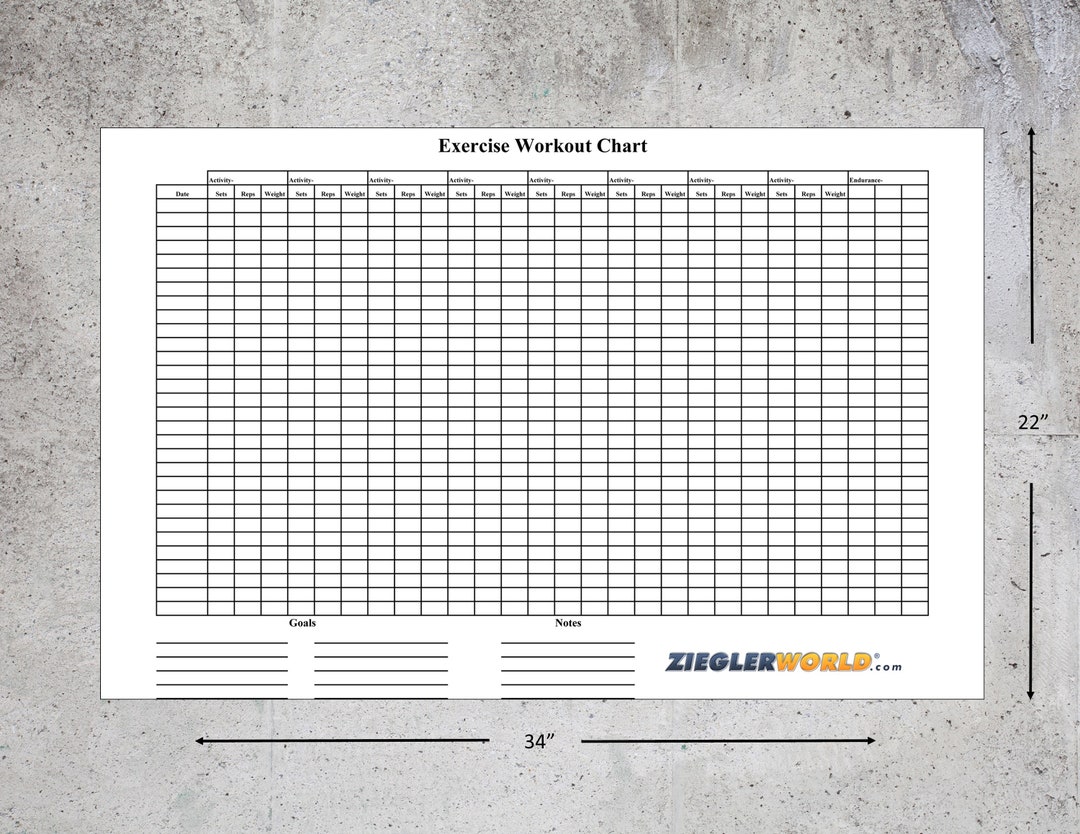 HUGE Reusable Exercise Workout Wall Chart Planner & Tracking - Track ...