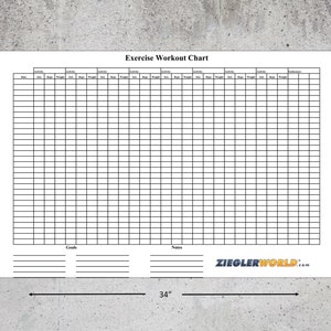 HUGE Reusable Exercise Workout Wall Chart Planner & Tracking - Track ...