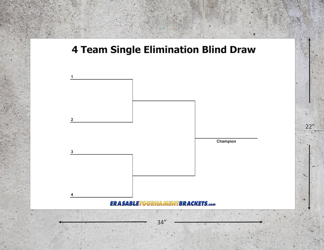 Erasable Tournament Bracket 4 Player/team Single Elimination Blind Draw ...