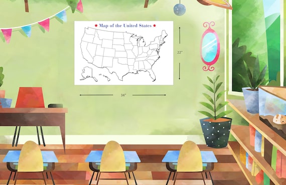 Large Blank United States Map Map Wall Art Gift For A Couple | Special