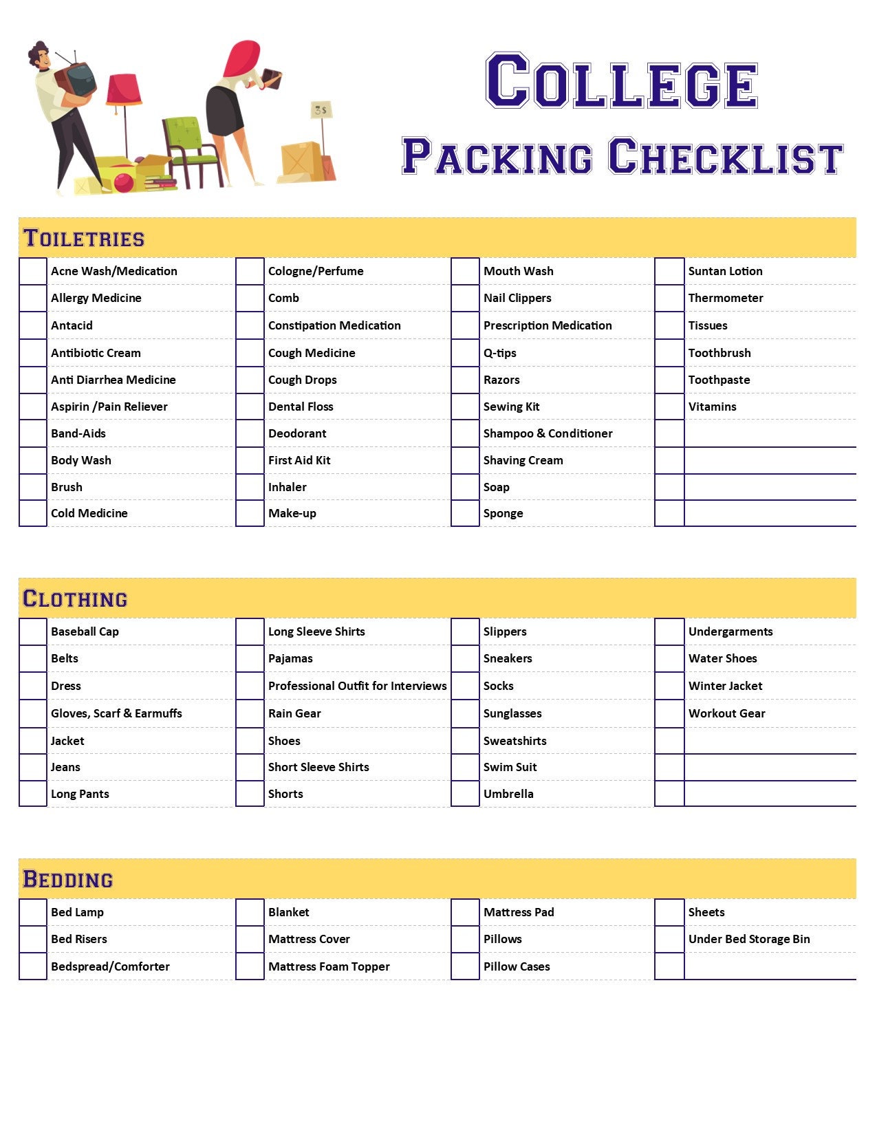 College Dorm Room Essentials Ultimate Packing Move in List for ...