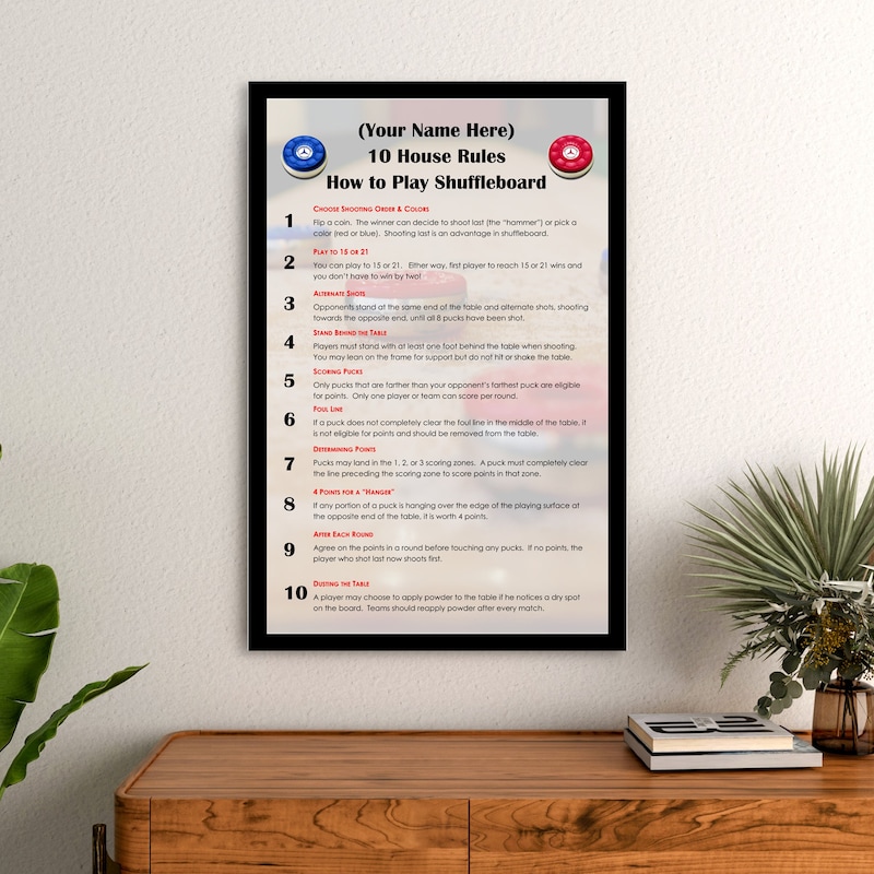 Shuffleboard Rules - Etsy