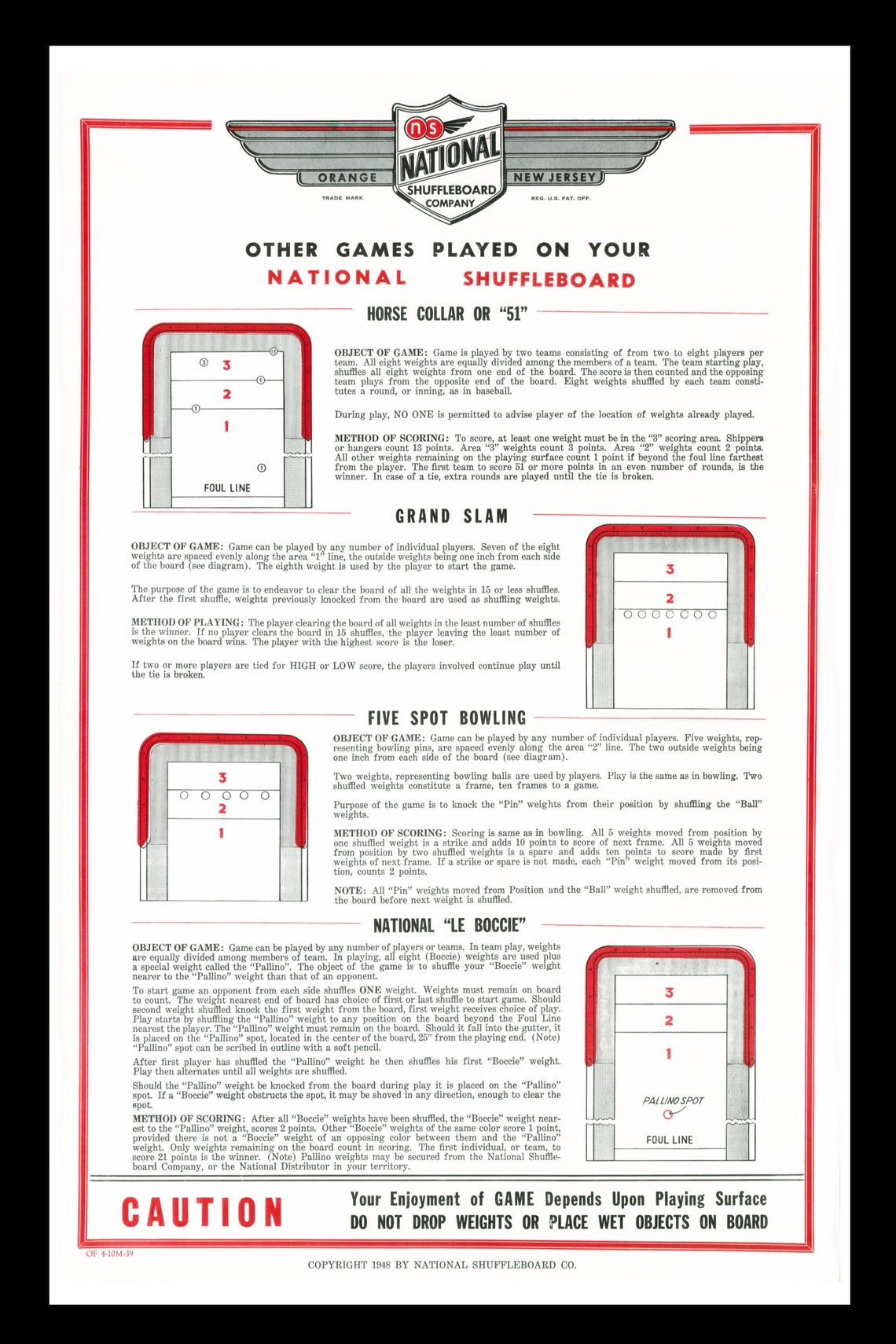Framed Art - National Table Shuffleboard Rules Poster - Set of 2 ...